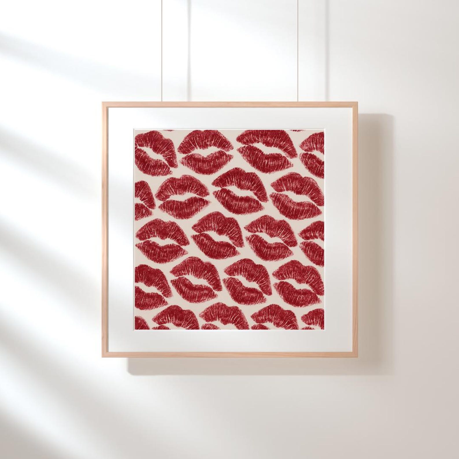 Kiss Kiss Digital Wall Art | Red Lipstick Print | Coquette Lip Wall ...