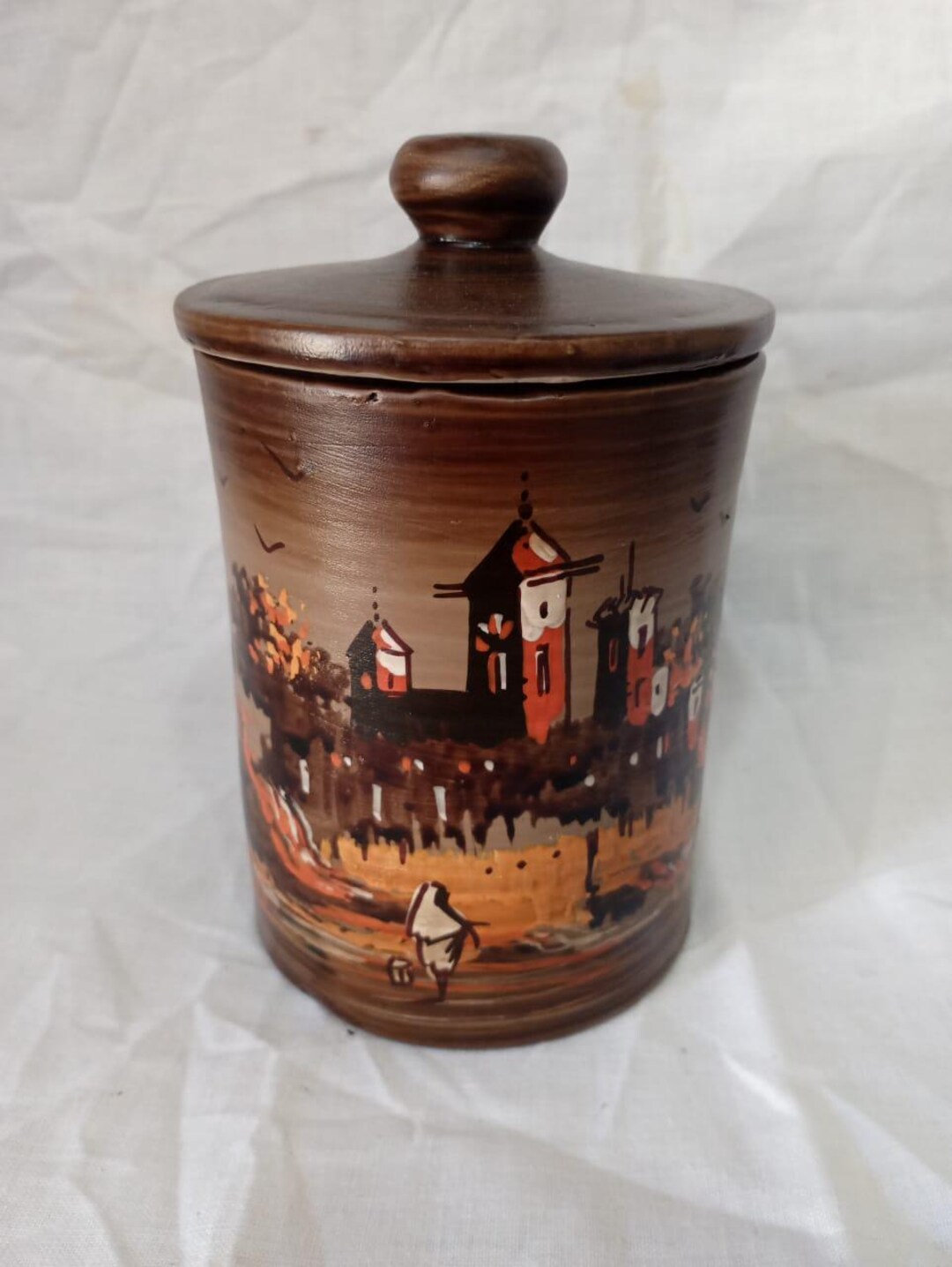 Pottery Box, Jewelry Box, Cylindrical Box With Single Lid,moroccan Hand ...