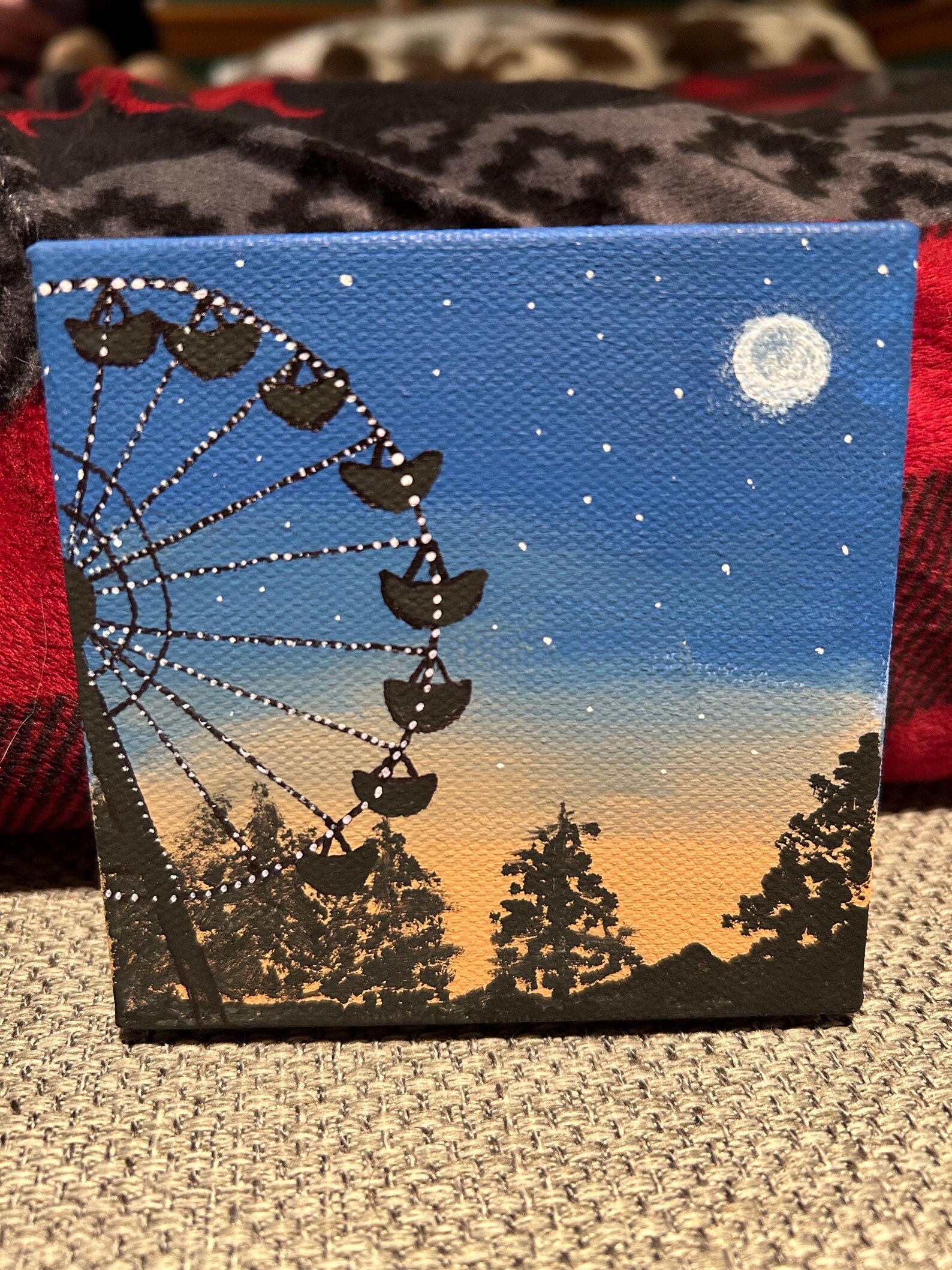Palm Tree Sunset Acrylic Painting 4x5 - Etsy