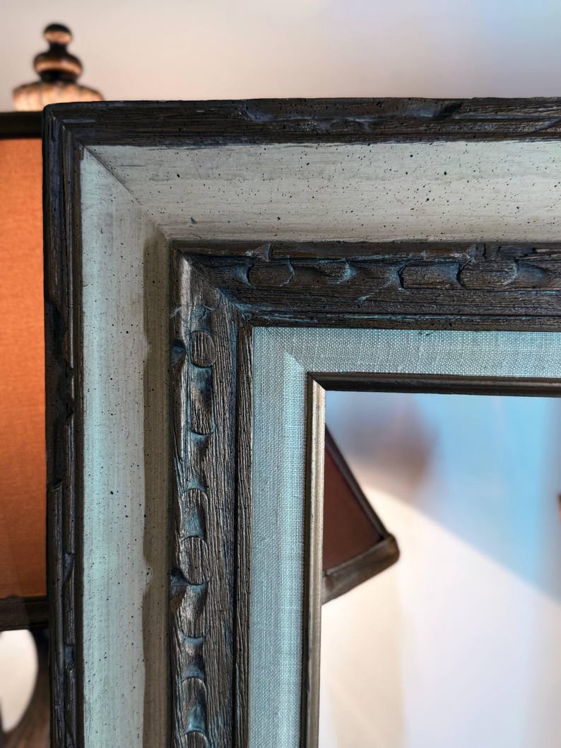 Vintage French Style Wooden Frame With Linen Liner, European Wall Decor ...