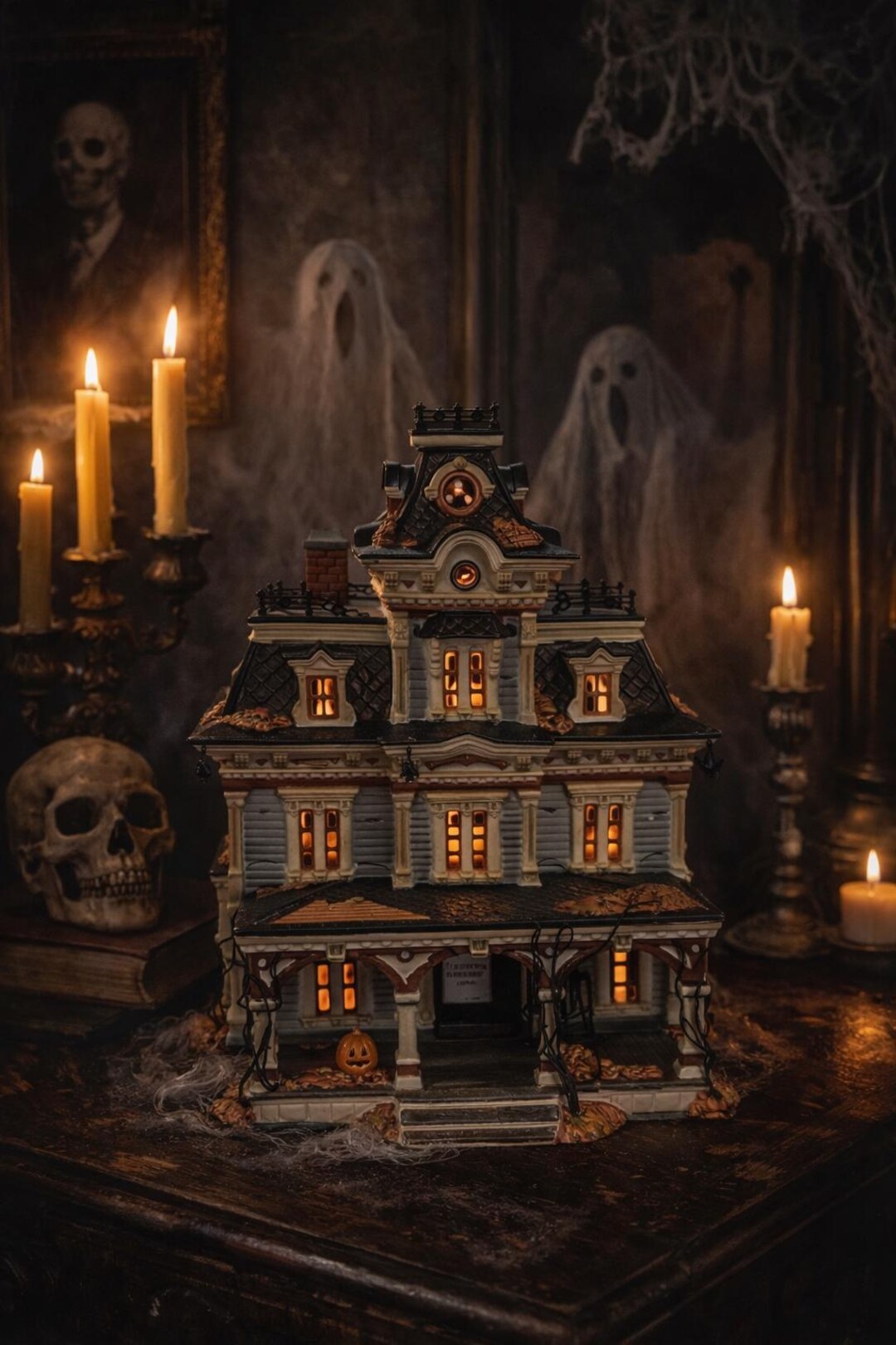 Dept 56 Grimsly Manor Halloween House 1999 Retired Snow Village Display ...