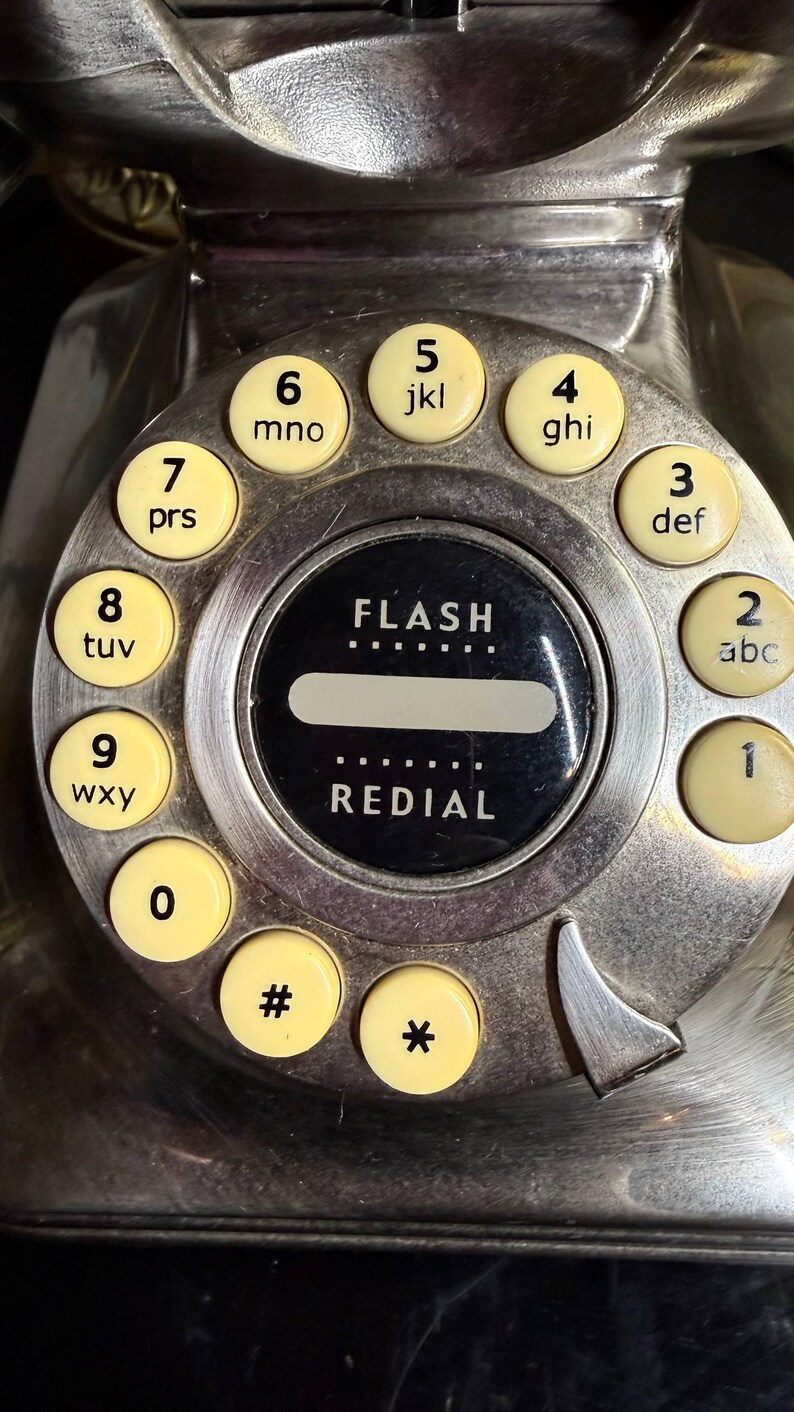 Vintage-style Brushed Metal Desk Phone | Retro Rotary Design, Hollywood ...