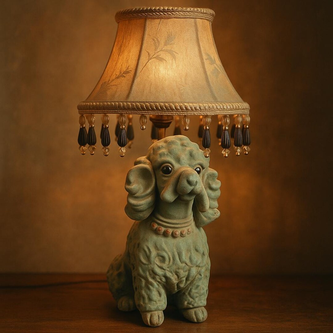 Vintage Poodle Lamp — A.N. Brooks Mid-century Turquoise Ceramic Dog ...