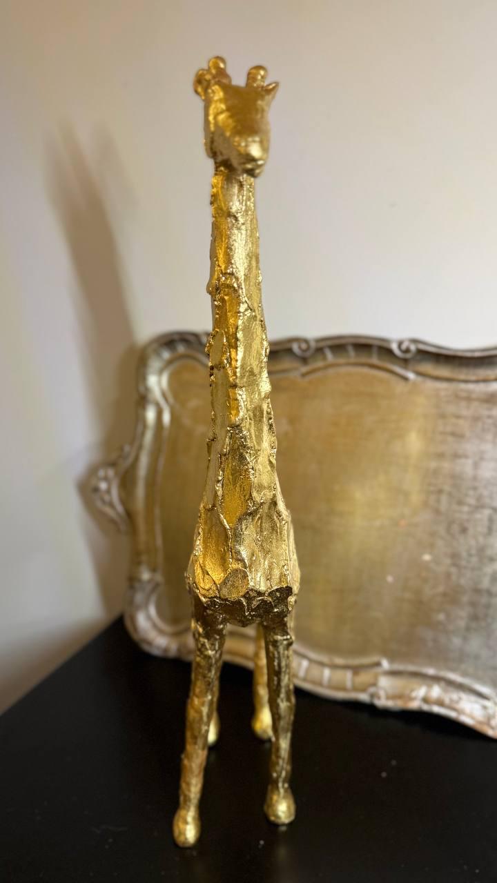 Gold Giraffe Sculpture 17" Tall Modern Safari Glam Abstract Textured ...