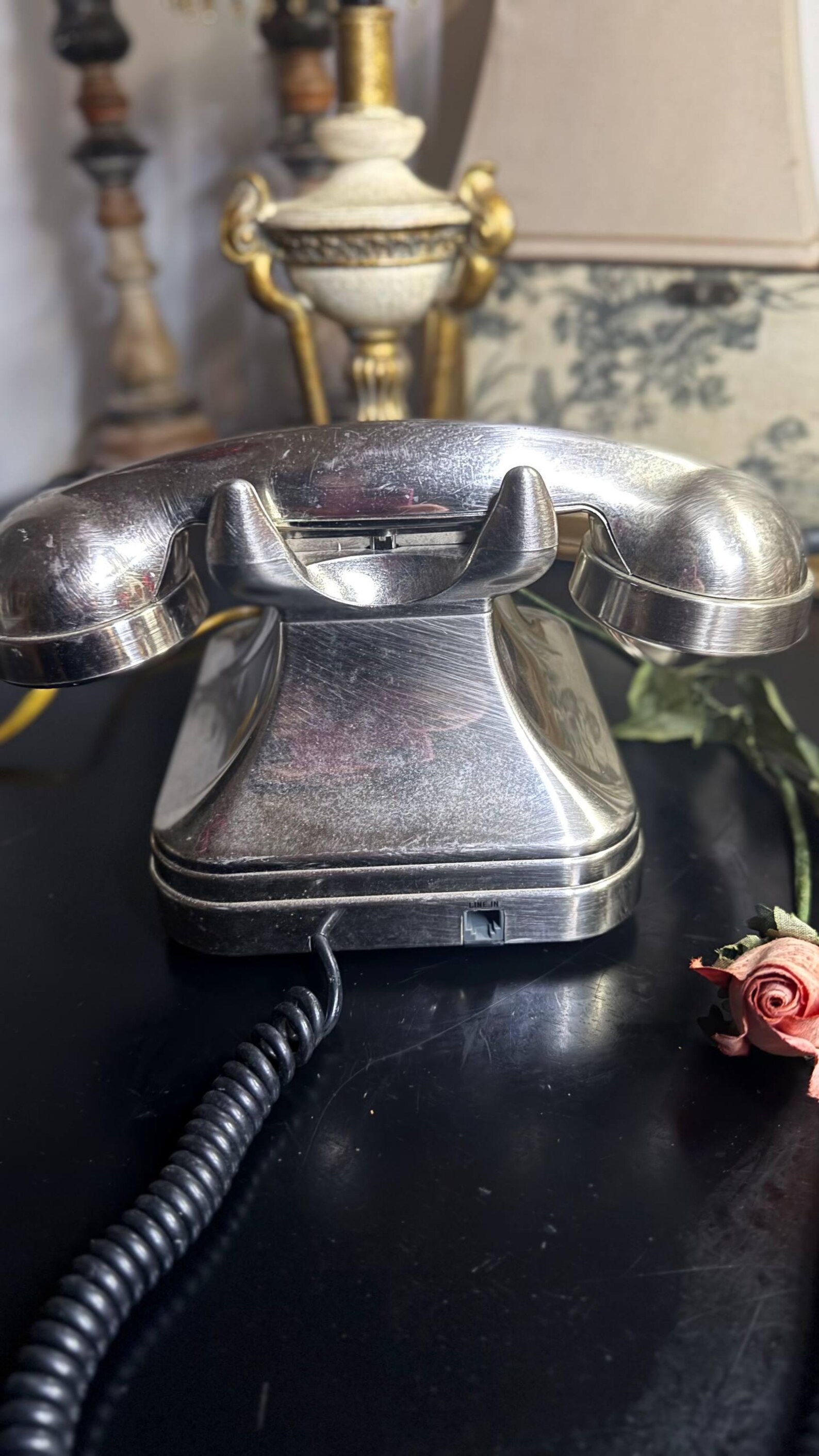 Vintage-style Brushed Metal Desk Phone | Retro Rotary Design, Hollywood ...