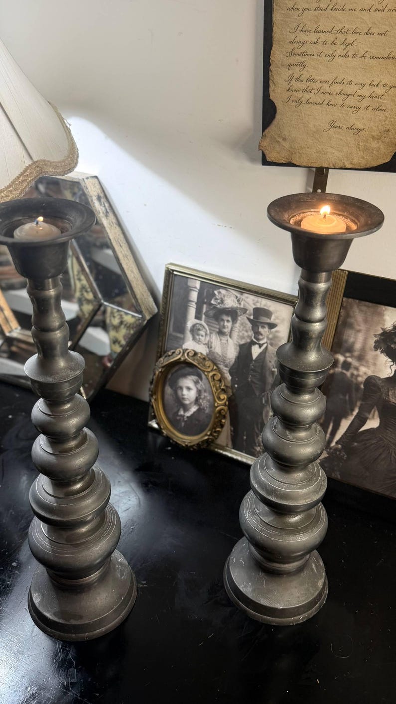 Tall Metal Candlesticks Pair 18 Inch Gothic Dark Academia Sculptural ...