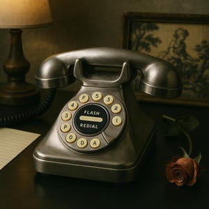 Vintage-style Brushed Metal Desk Phone | Retro Rotary Design, Hollywood ...