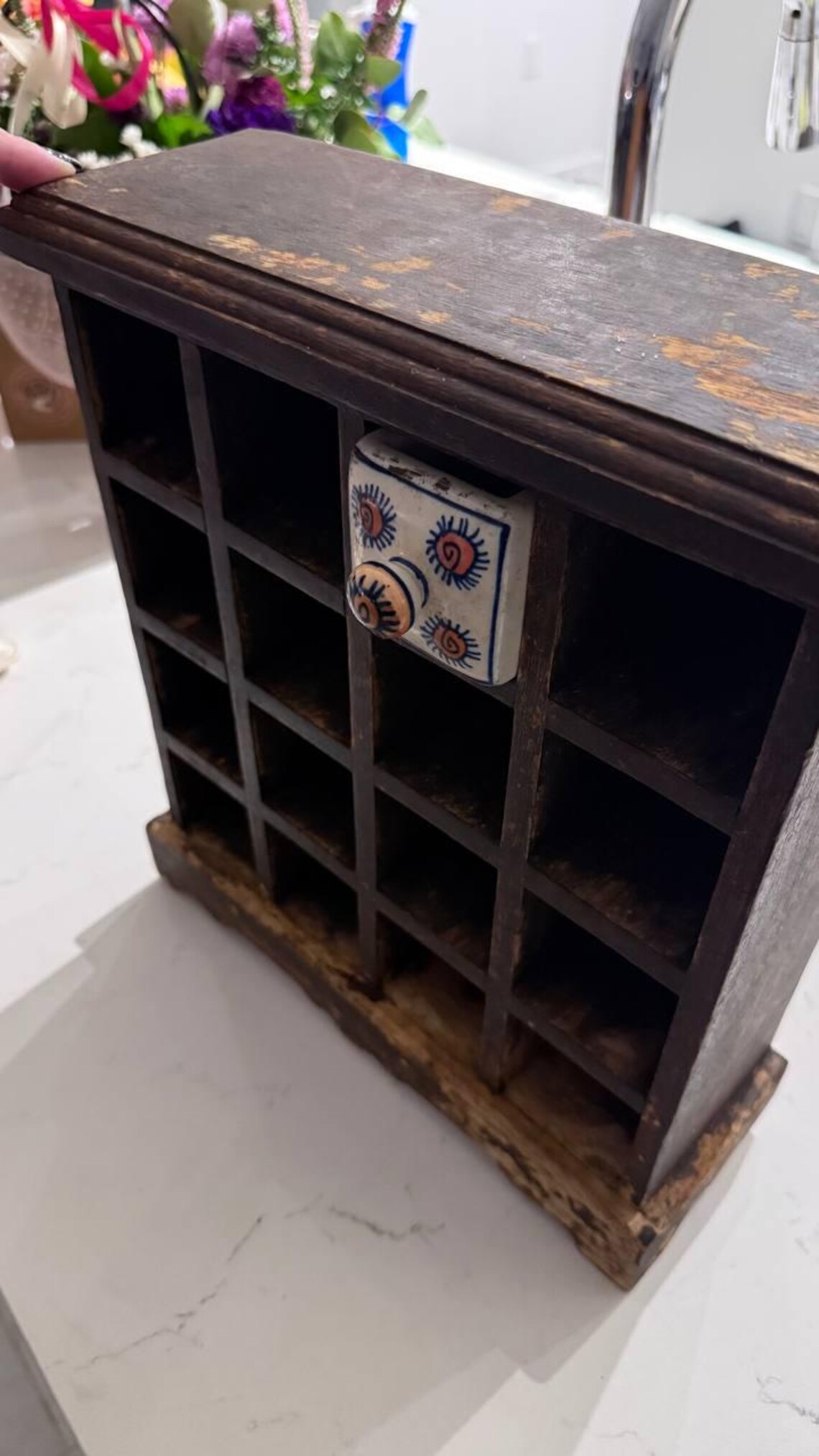 Rustic Wooden Spice Rack - Vintage Kitchen Storage - Farmhouse ...