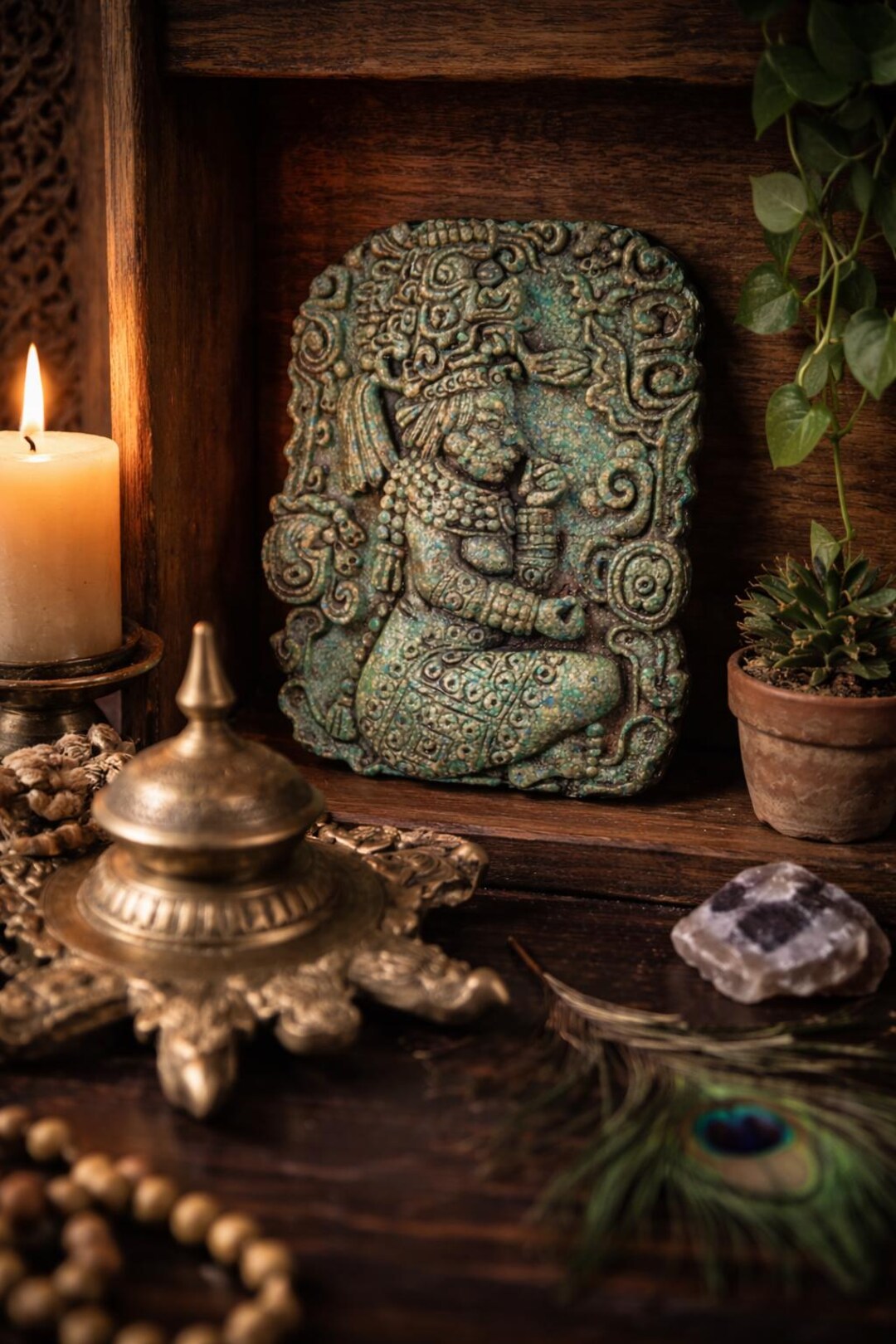 Cast Metal Mayan Style Wall Plaque Verdigris Patina Aztec Inspired ...