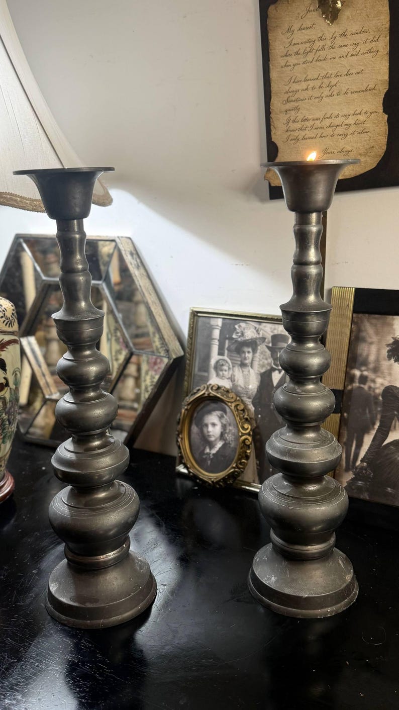 Tall Metal Candlesticks Pair 18 Inch Gothic Dark Academia Sculptural ...