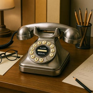 Vintage-style Brushed Metal Desk Phone | Retro Rotary Design, Hollywood ...