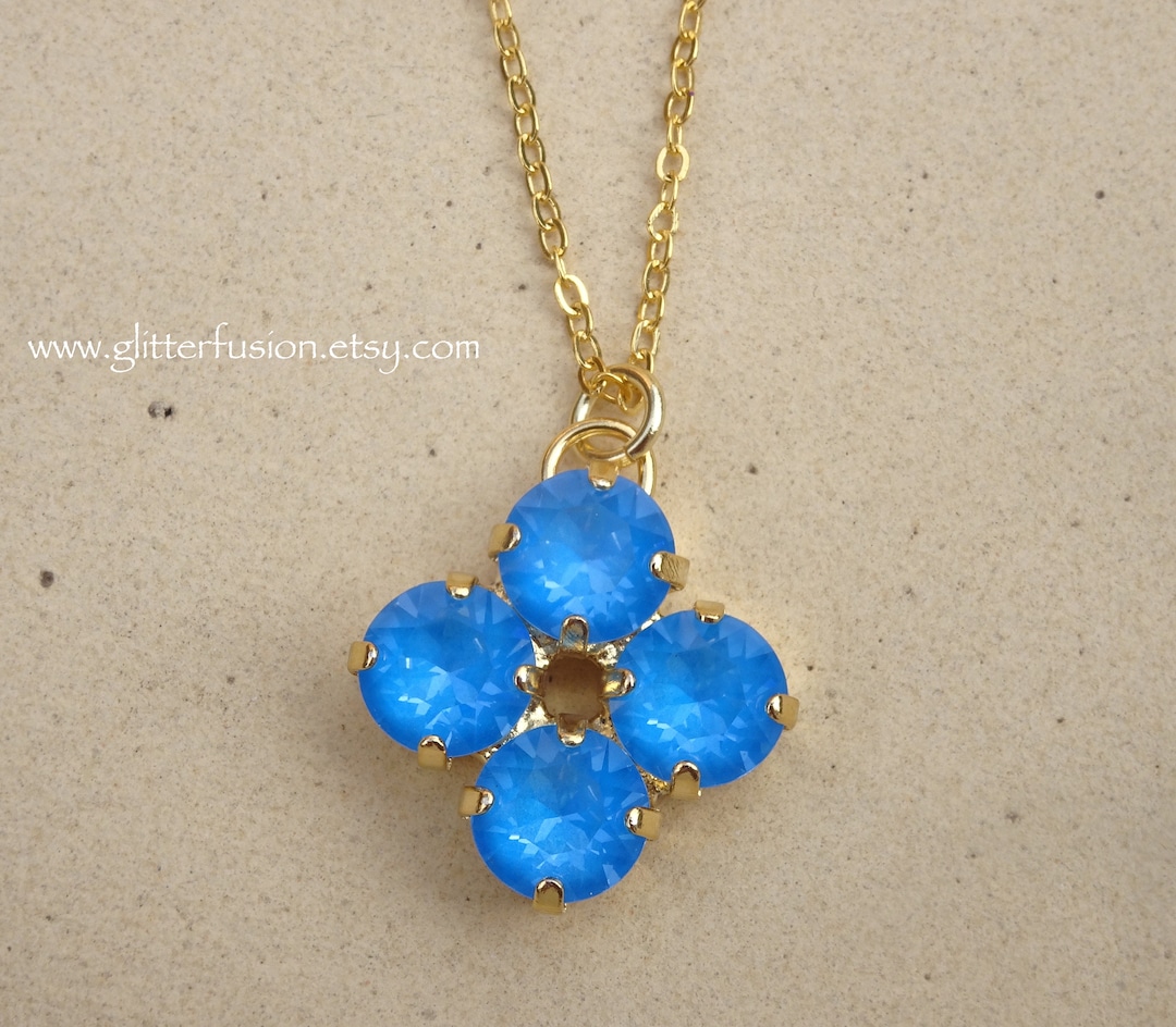 NEW COLOR Neon Blue Swarovski Crystal Multi Stone Statement Necklace ...