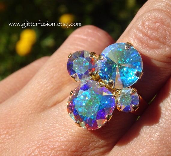 Aurora borealis ring swarovski store