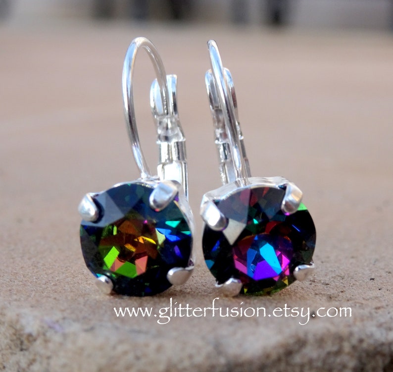 Electra Swarovski Crystal Statement Earrings, Colorful Rainbow Crystal ...