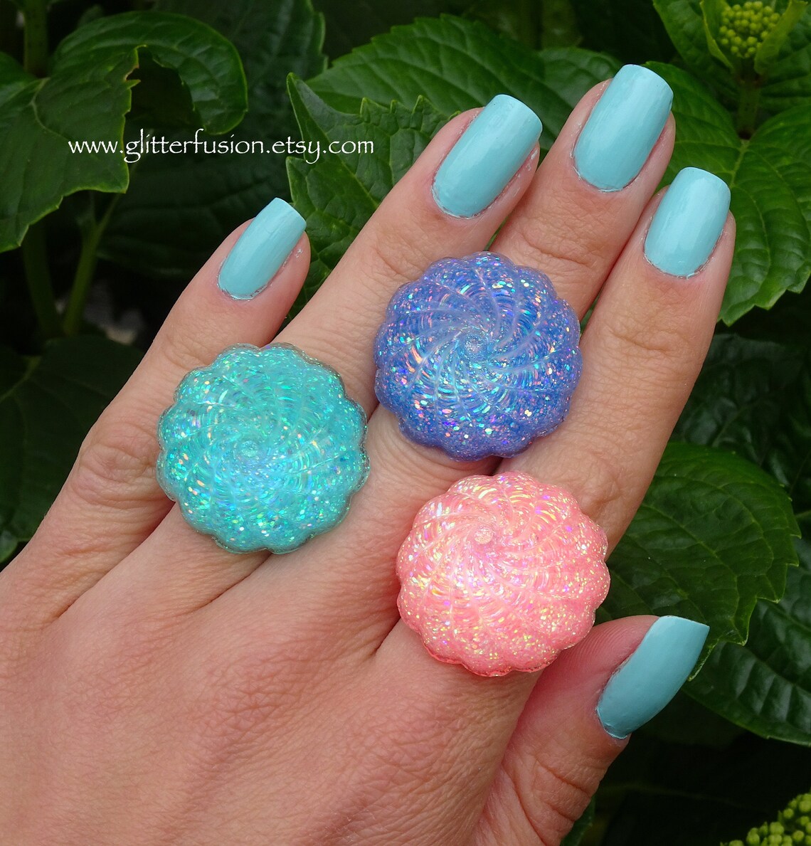 NEW! Iridescent Periwinkle Ice Cream Cone Swirl Resin Statement Ring ...