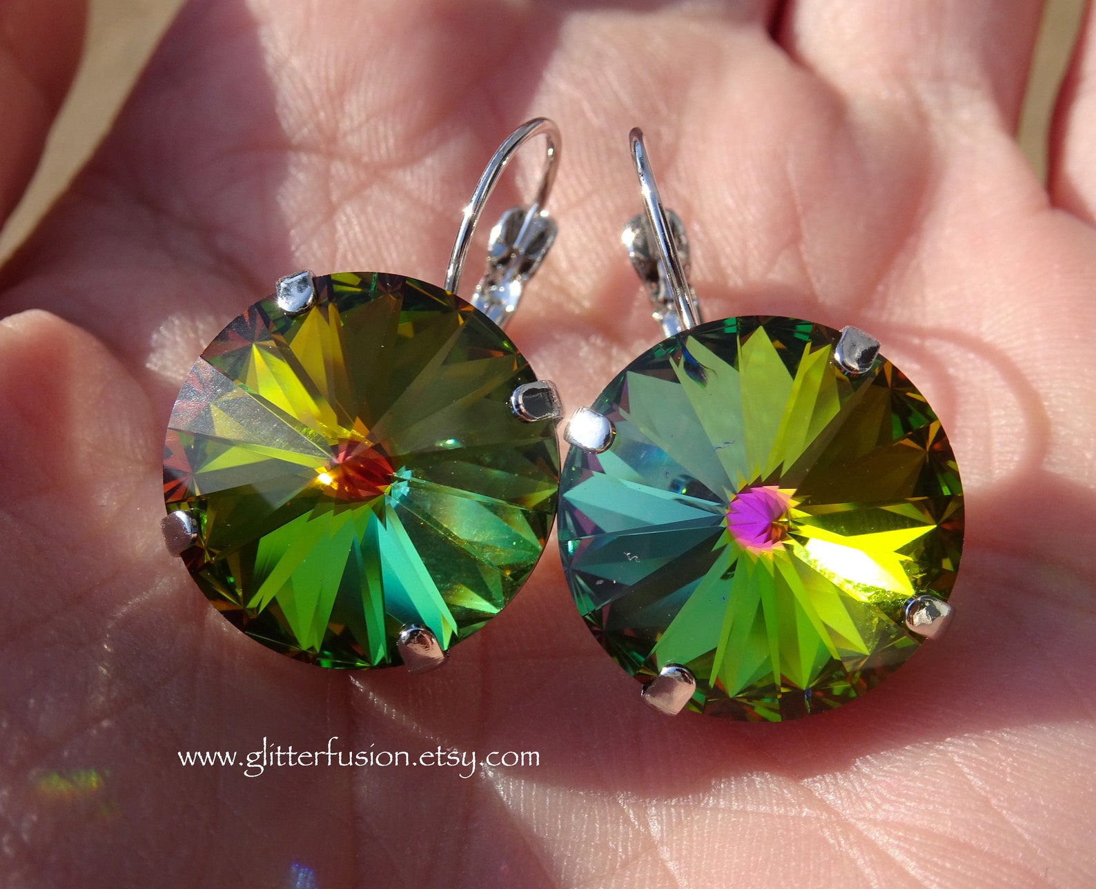 Rainbow Vitral Medium Swarovski Rivoli Crystal Statement | Etsy