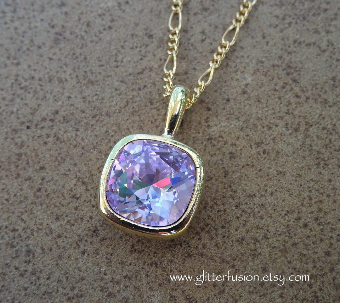 Violet Swarovski Crystal Statement Necklace, 10mm Light Pale Purple ...