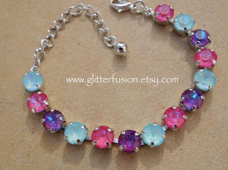 Bright Colorful Swarovski Crystal Statement Bracelet Pink - Etsy
