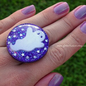 Spooky Ghost Creepy Chic Halloween Resin Statement Ring, Amethyst ...