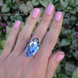 Light Sapphire Czech Marquise Crystal Statement Ring, Periwinkle Light ...