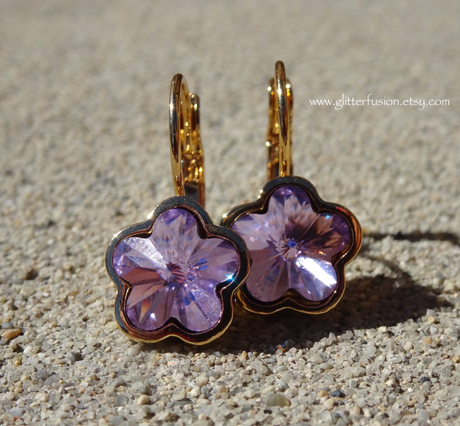 NEW Violet Swarovski Crystal Floral Statement Earrings Light - Etsy