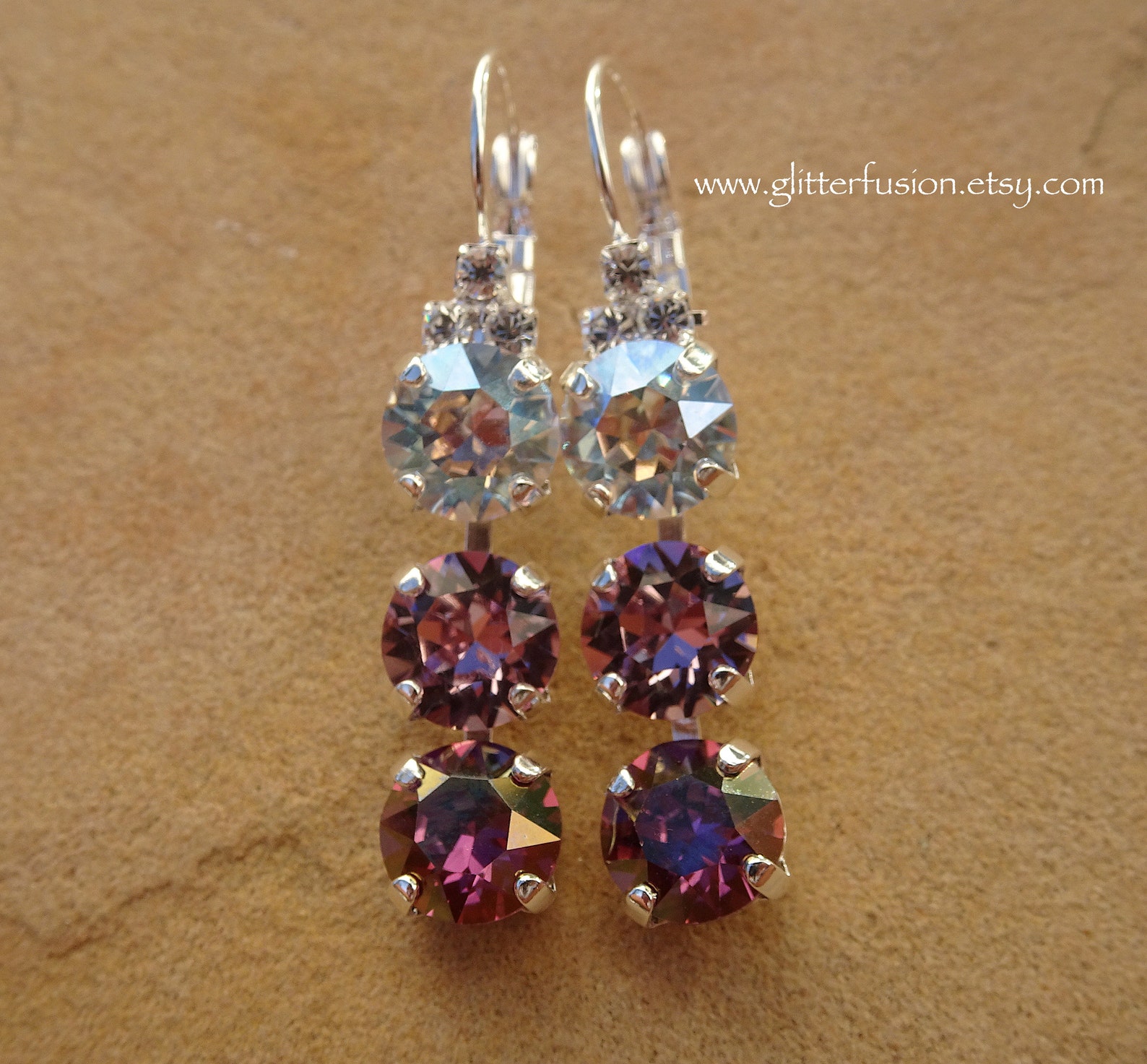 Lilac Shadow Light Amethyst & Moonlight Swarovski Crystal Statement ...