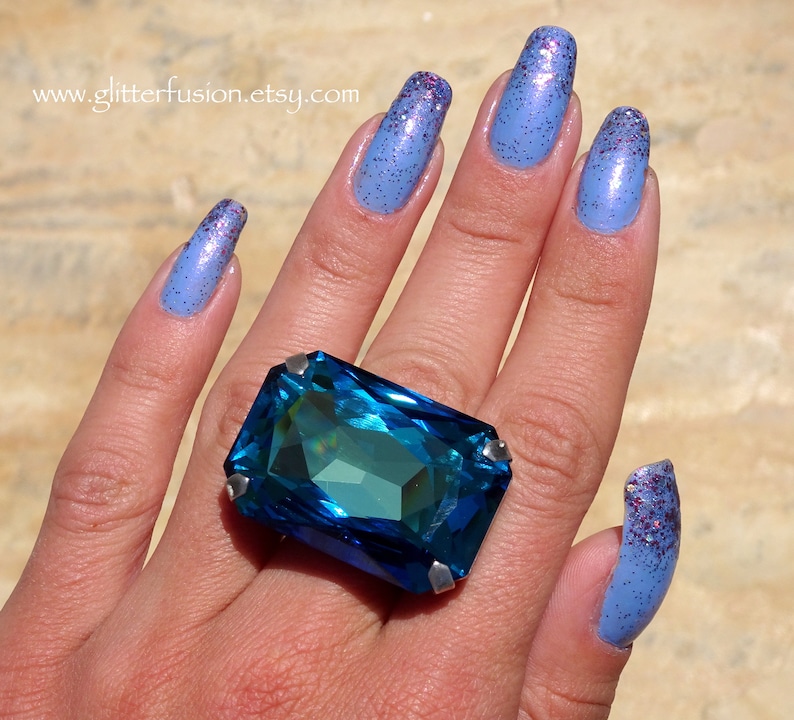 HUGE Bermuda Blue Swarovski Crystal Statement Ring Turquoise | Etsy