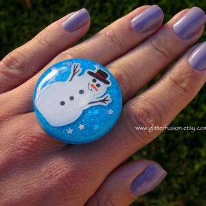 Winter Wonderland Snowman Resin Statement Ring, Cute Stocking Stuffer ...
