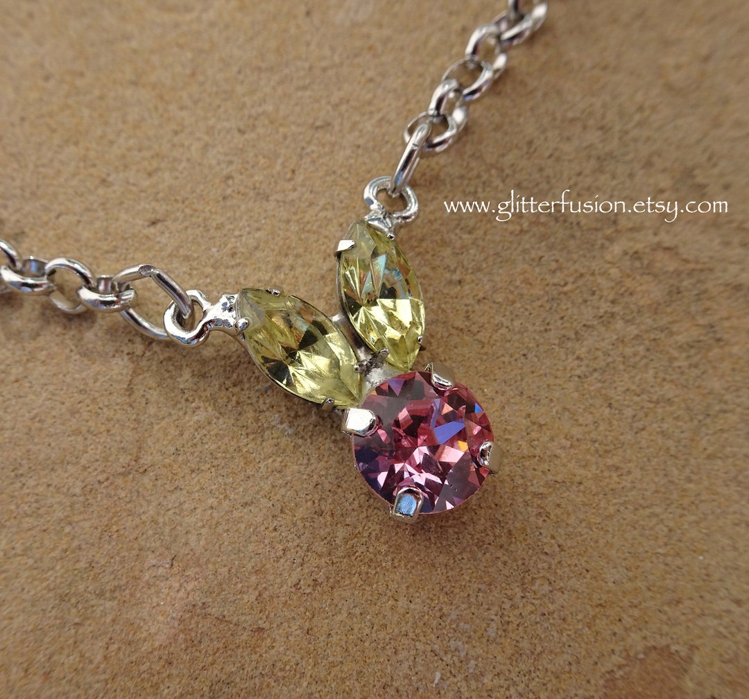 Cute Colorful Swarovski Crystal Bunny Necklace, Spring Fashion Easter ...