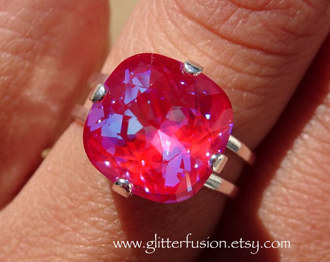 Royal Red Delite Swarovski Crystal Statement Ring, 12mm Red Crystal ...