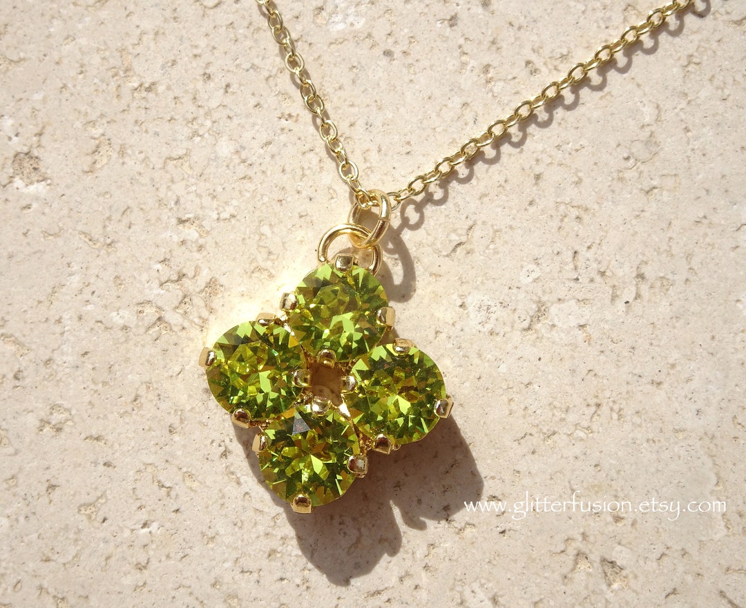 Chartreuse Swarovski Crystal Multi Stone Statement Necklace, Bright ...