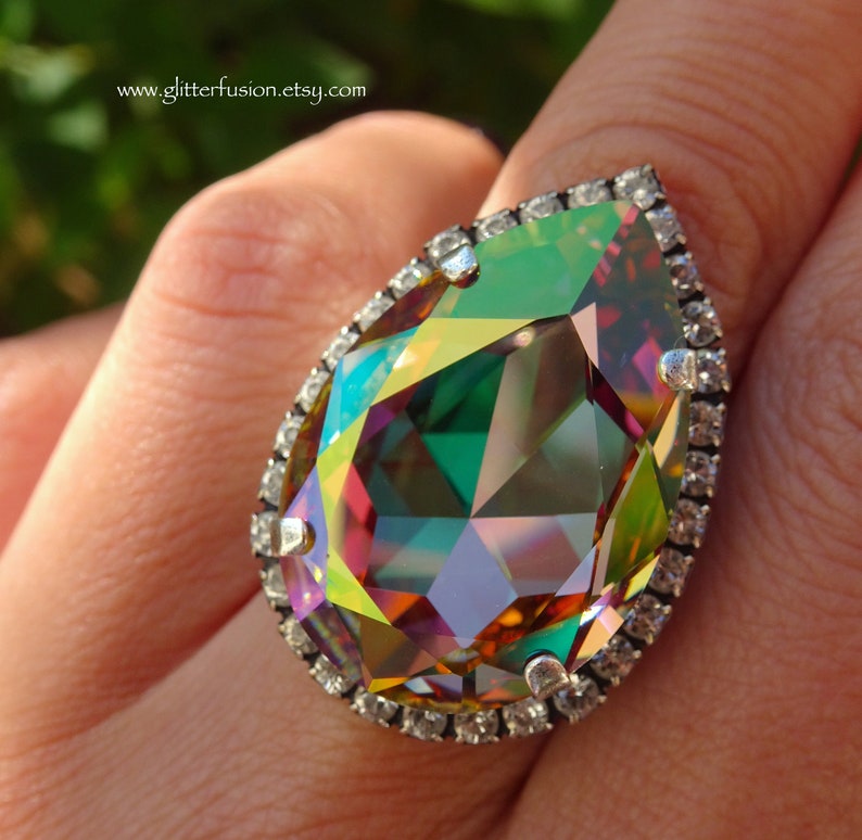 Purple Haze Swarovski Crystal Statement Ring Big Colorful - Etsy