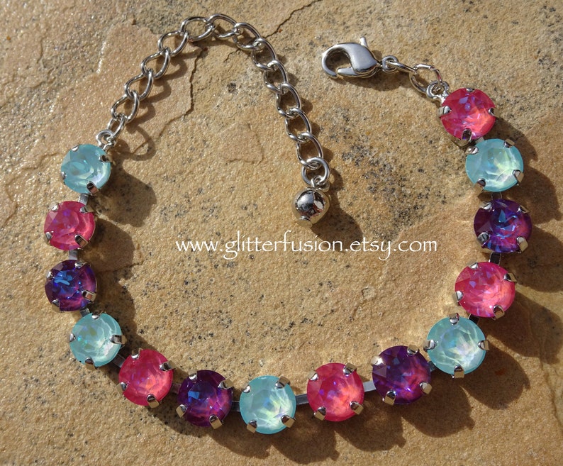 Bright Colorful Swarovski Crystal Statement Bracelet Pink | Etsy