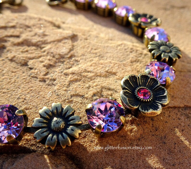 Violet Swarovski Crystal Statement Bracelet Purple Crystal | Etsy