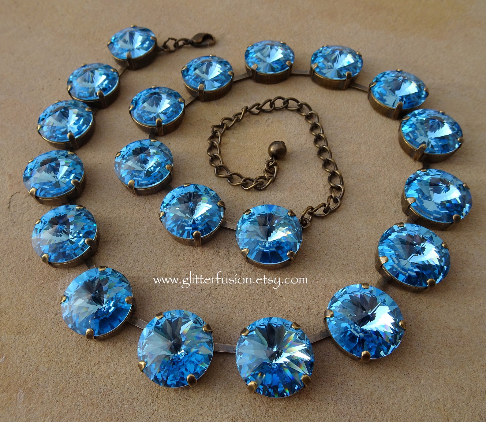 Huge 18mm Aquamarine Swarovski Rivoli Crystal Statement | Etsy