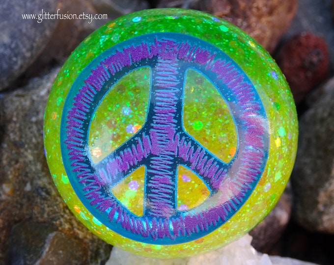 Lime Green Ombre Peace Sign Resin Statement Ring, Neon Kawaii Colorful ...