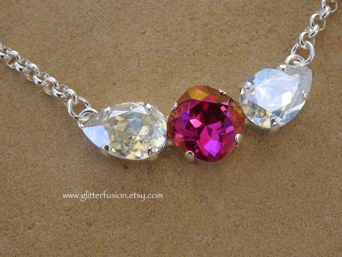 Fuchsia Lemon & Moonlight Swarovski Crystal Statement - Etsy