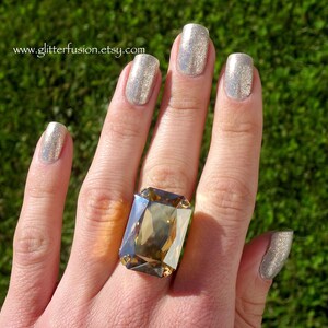 Golden Shadow Swarovski Crystal Rectangle Statement Ring, Big Gold ...