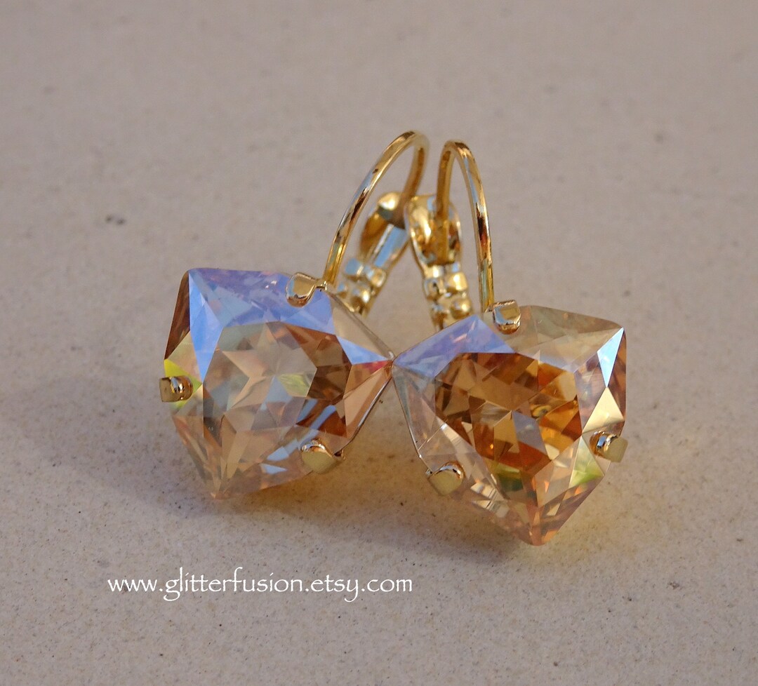 Golden Shadow Swarovski Crystal Statement Earrings, Gold Trillion ...
