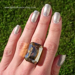 Golden Shadow Swarovski Crystal Rectangle Statement Ring, Big Gold ...
