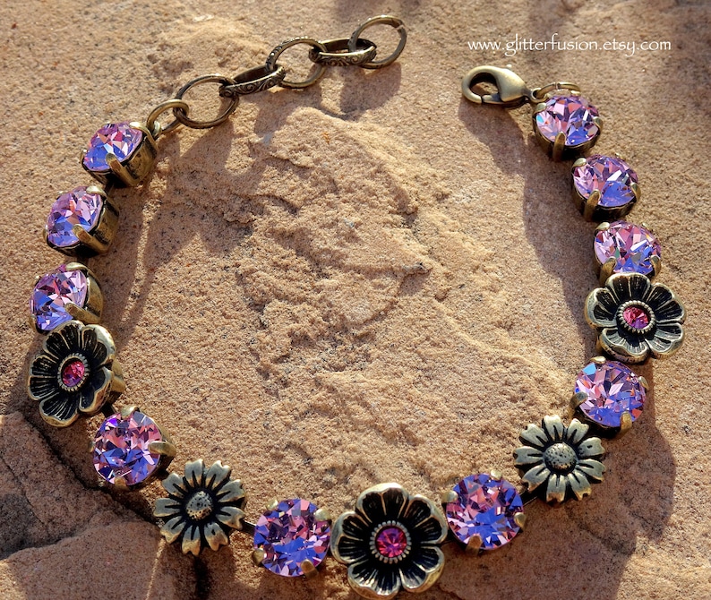 Violet Swarovski Crystal Statement Bracelet Purple Crystal - Etsy
