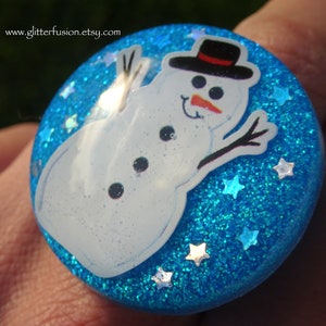 Winter Wonderland Snowman Resin Statement Ring, Cute Stocking Stuffer ...
