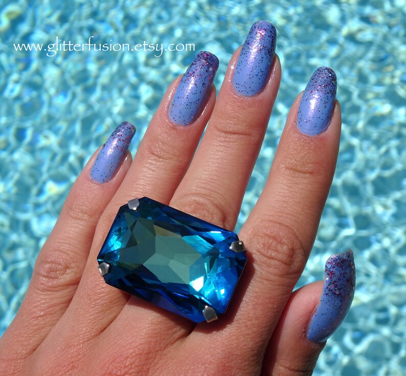 HUGE Bermuda Blue Swarovski Crystal Statement Ring Turquoise | Etsy