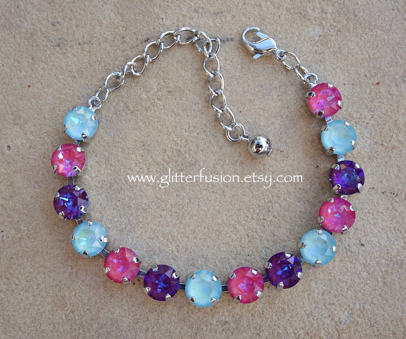 Bright Colorful Swarovski Crystal Statement Bracelet Pink | Etsy