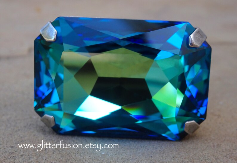 HUGE Bermuda Blue Swarovski Crystal Statement Ring Turquoise | Etsy