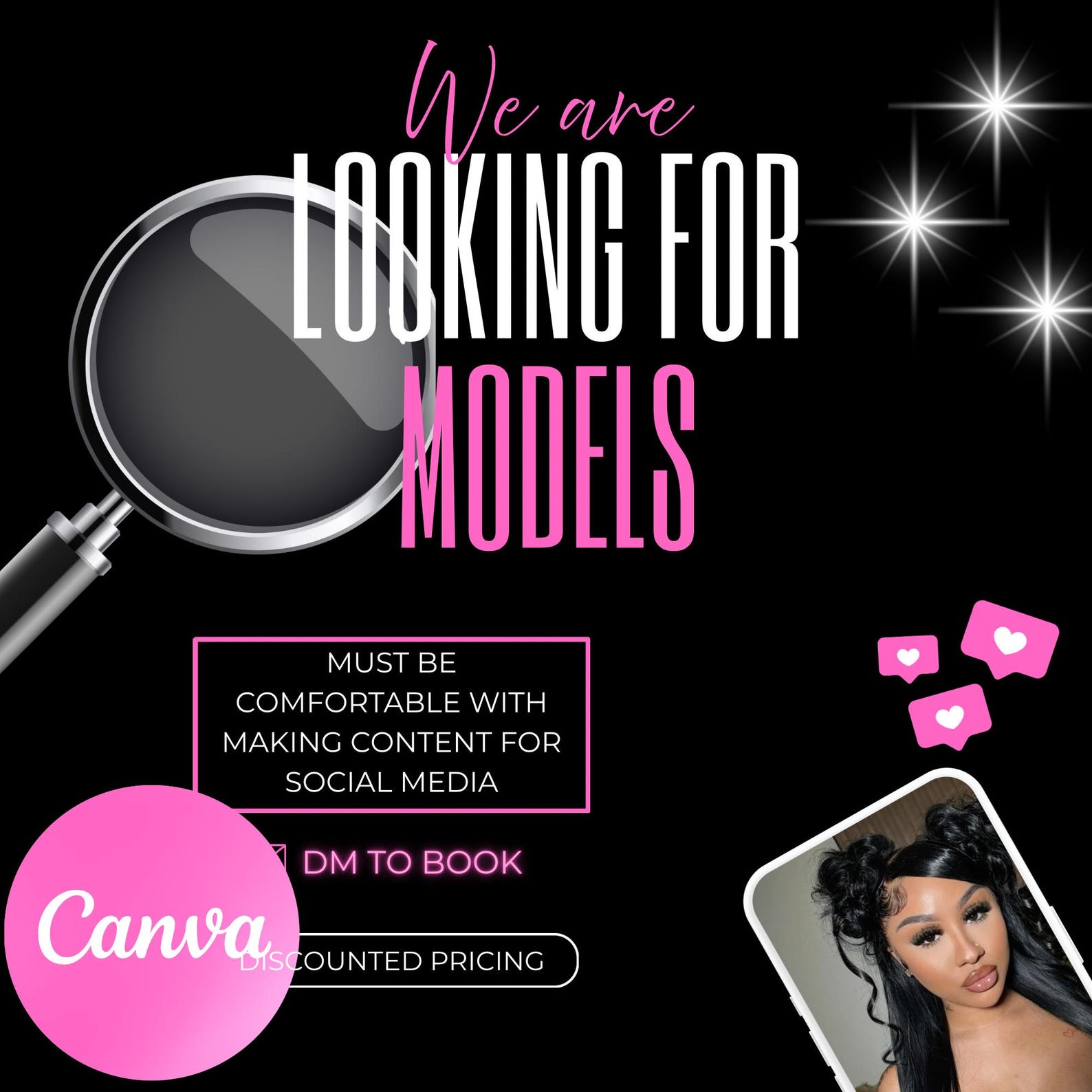 Looking for Beauty Model Wanted Flyer, Influencer Wanted Brand ...