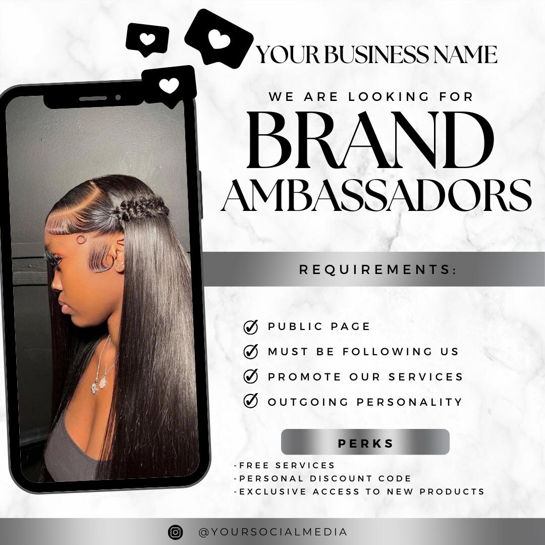 Brand Ambassador Flyer, Ambassador Wanted, Bookings Open, Hair, Lashes ...
