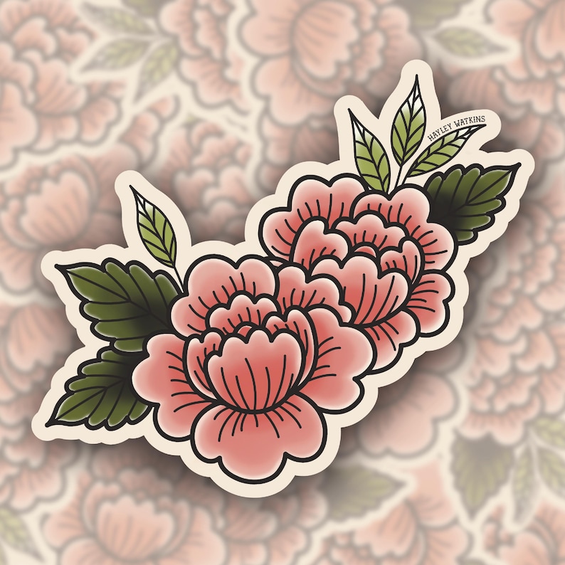 Pink Peonies Sticker - Etsy