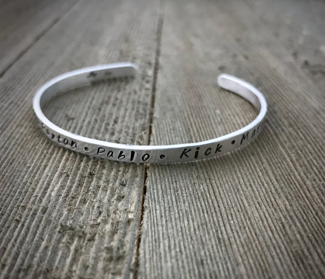 Custom Personalized Handstamped Cuff Bracelet Sterling Silver - Narrow ...