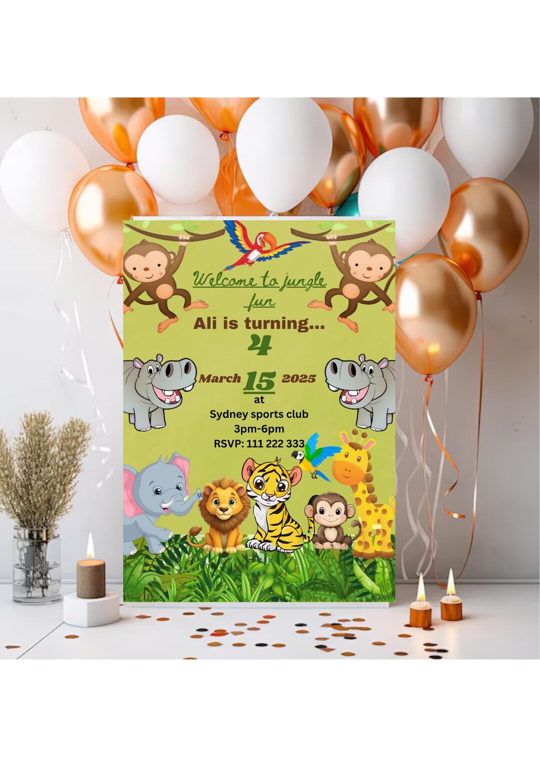 Jungle Theme, Jungle Birthday Invitation, Jungle Invite, Animal ...